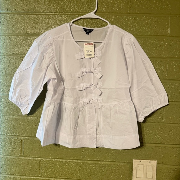 T.J.Maxx | Tops | Tjmaxx Elegant White Blouse With Bow Detail | Poshmark